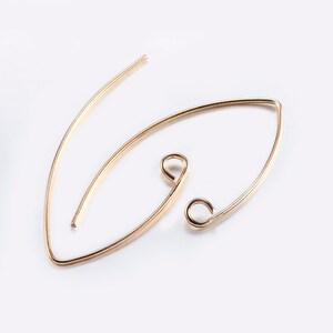 Golden Brass Elven Earring Wire, 29x15mm Marquise Shaped Wire Hoop, Set ...