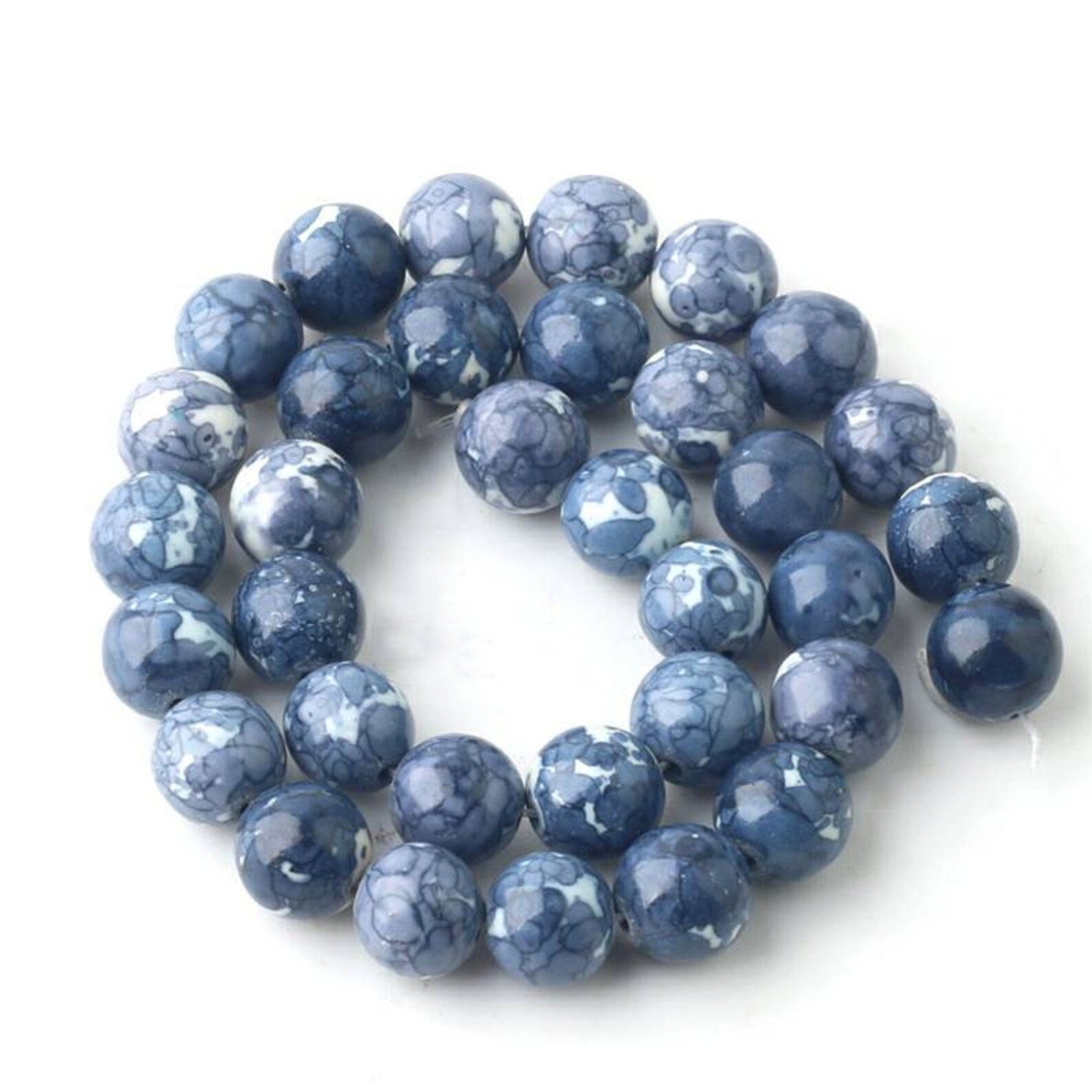 Mottled Denim Blue Synthetic Ocean Jade Bead Strand 15 - Etsy