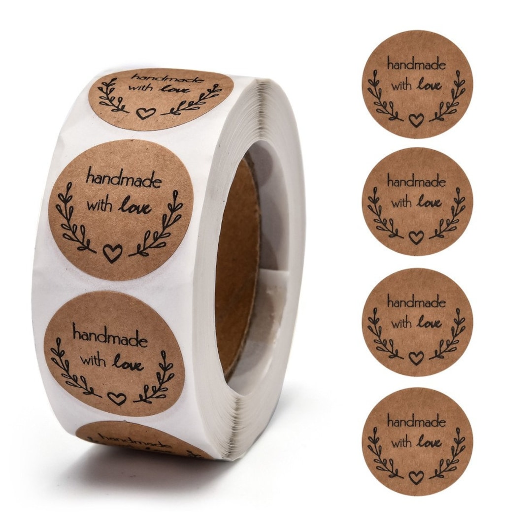 Craft Paper Brown Sticker Roll, 500 Stickers Roll, 1" Diameter Sticker ...