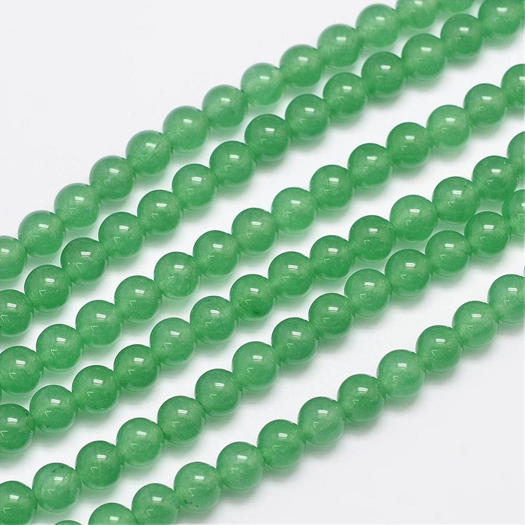 6mm Natural Dyed Dark Green Jade Round Stone Strand 15" (about 63 ...