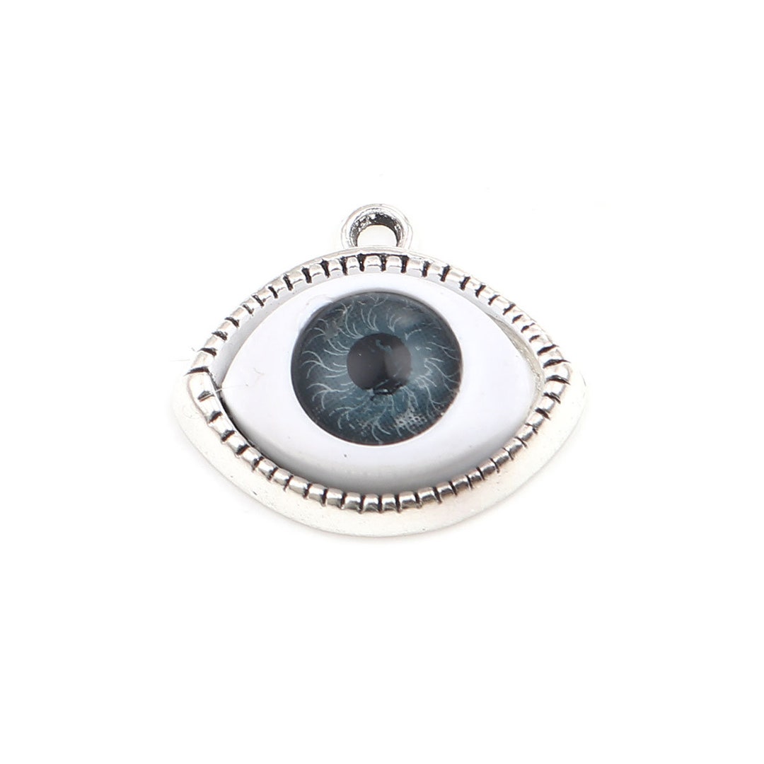 Enamel Evil Eye Set in Antique Silver Tone Zinc Alloy, Sold in a Set of ...