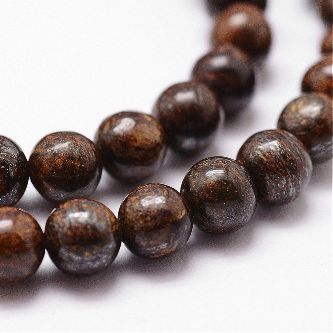8mm Round Natural Bronzite Bead Strand 15" (approx 45 Pcs), Hole 1mm ...