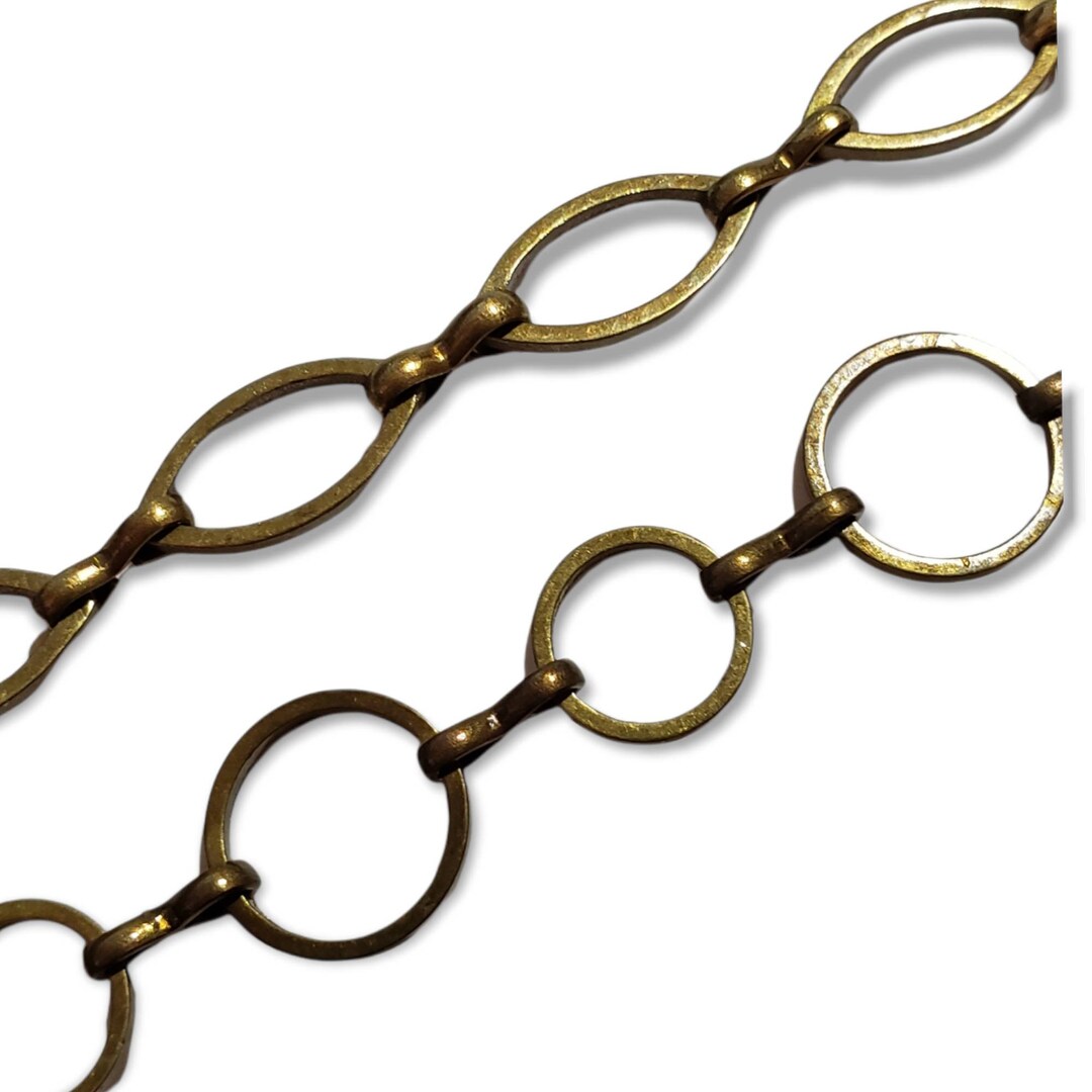 Geometric Brass Chain, Sold by the Foot, Antique Bronze Tone, Soldered ...