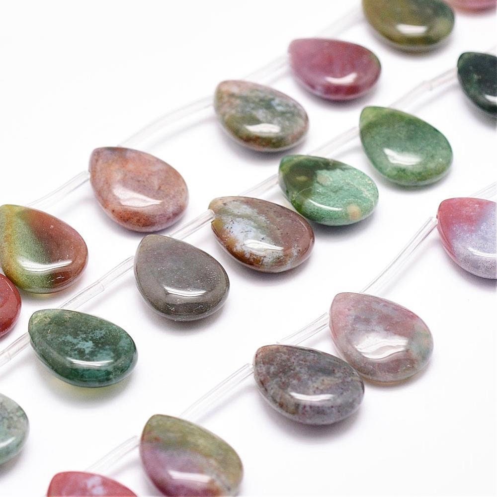 20x15mm Natural Indian Agate Teardrop Stone Strand 15 - Etsy