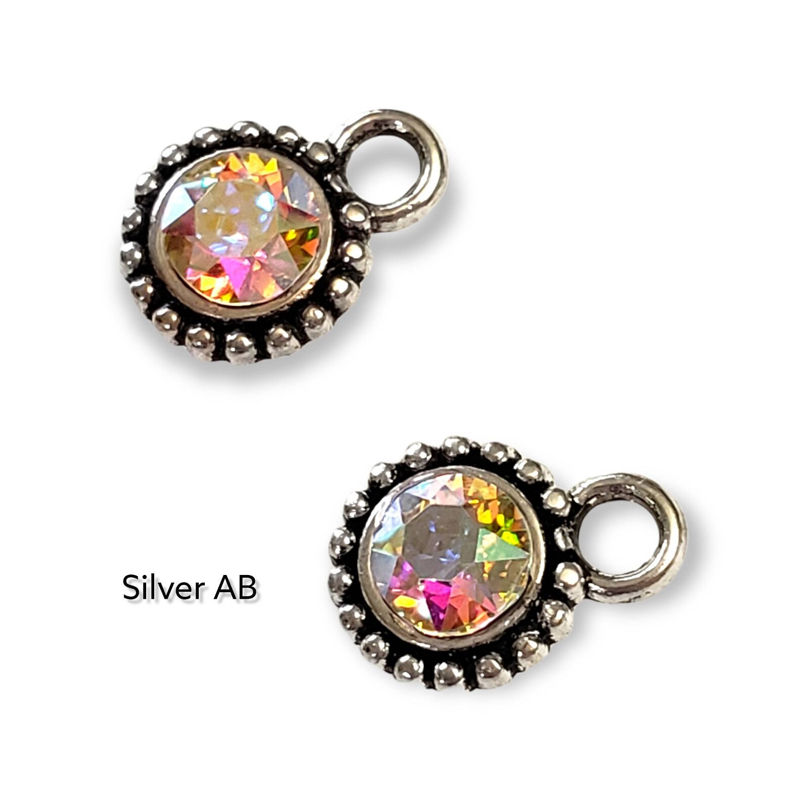 Glass Rhinestone Post Earring With Loop Findings 2 Pairs - Etsy