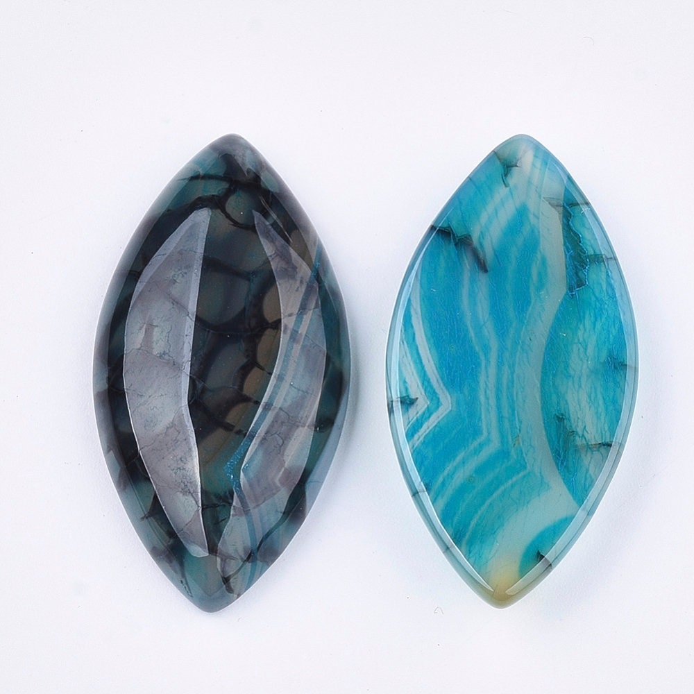 New Lower Price!!! Natural Dyed Steel Blue Dragons Vein Agate Cabochon ...