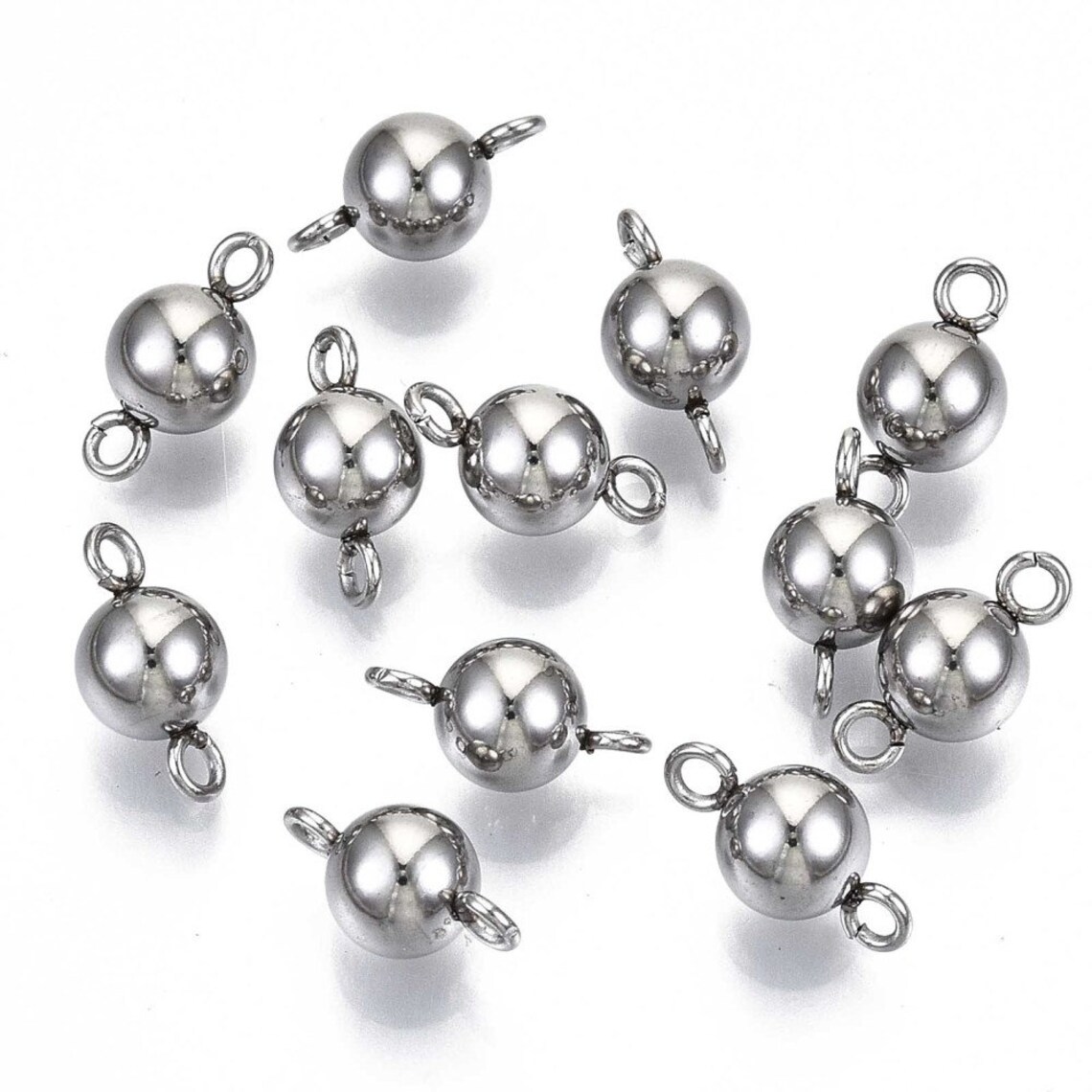 Stainless Steel Round Bead Connector Link, Set of 10, 50 or 100 ...