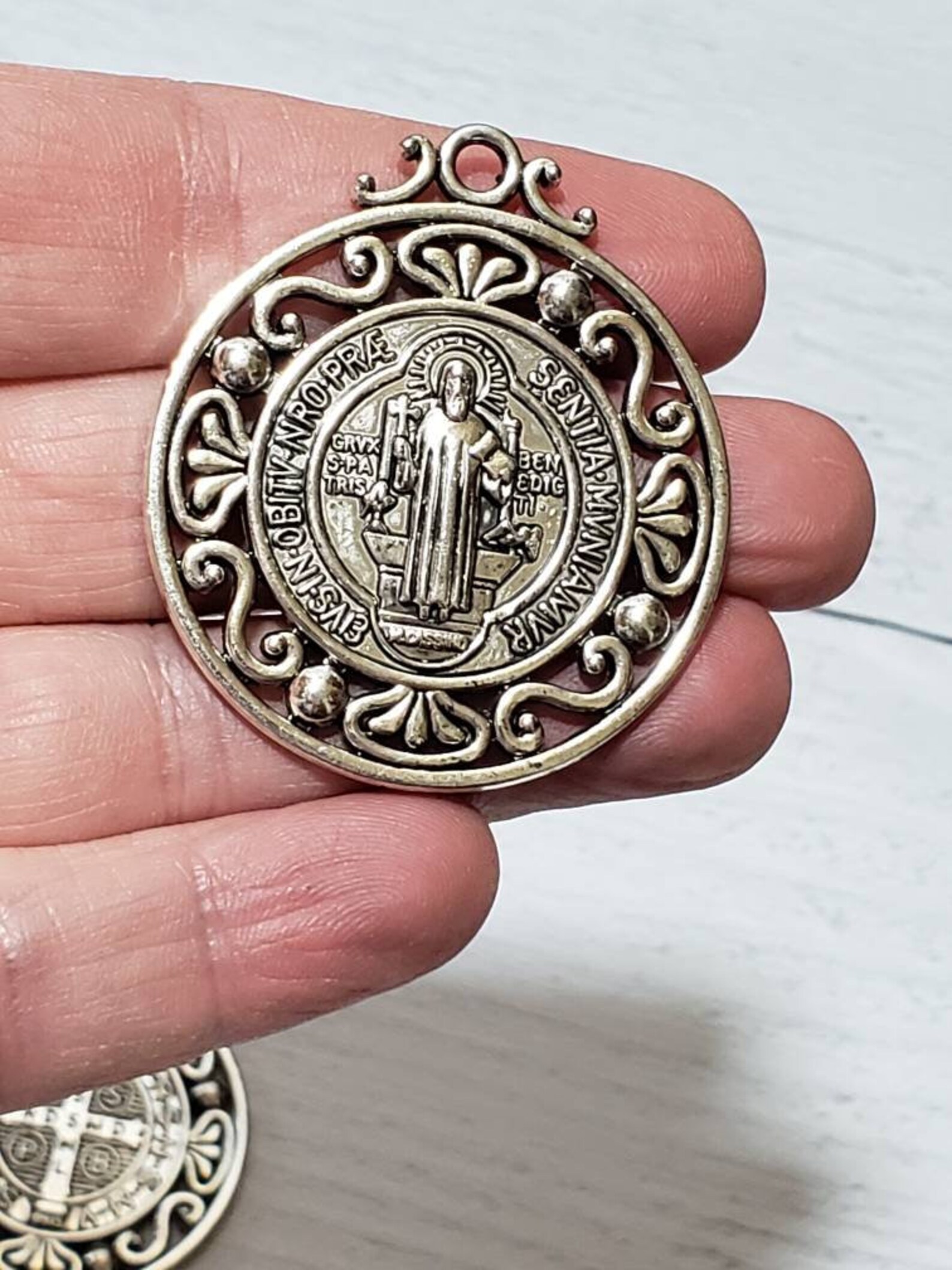 Metal Alloy Saint Benedict Set of 5 in Antique Silver Tone | Etsy