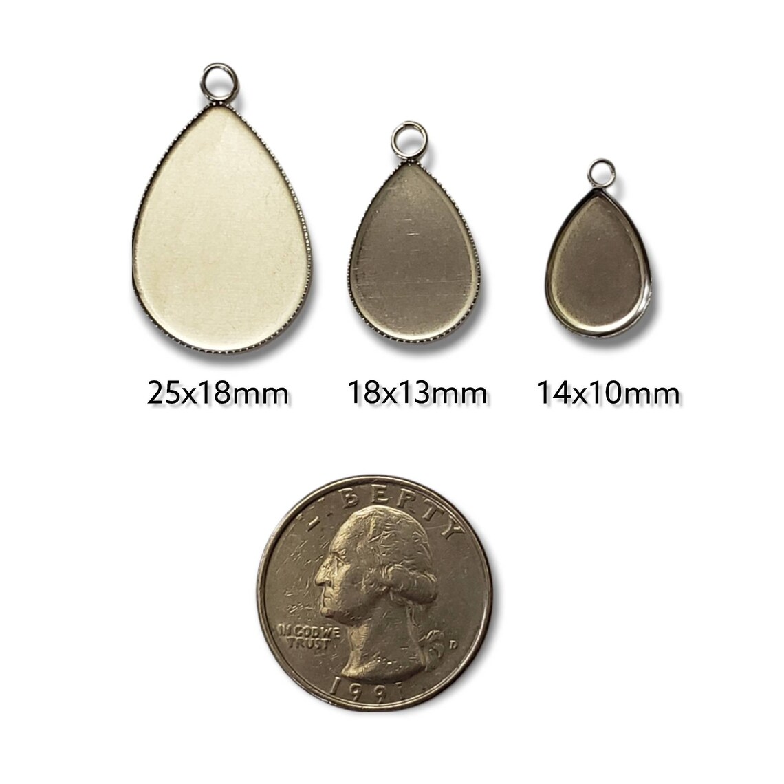 Stainless Steel Teardrop Cabochon Tray, Set of 10 or 50, Findings ...