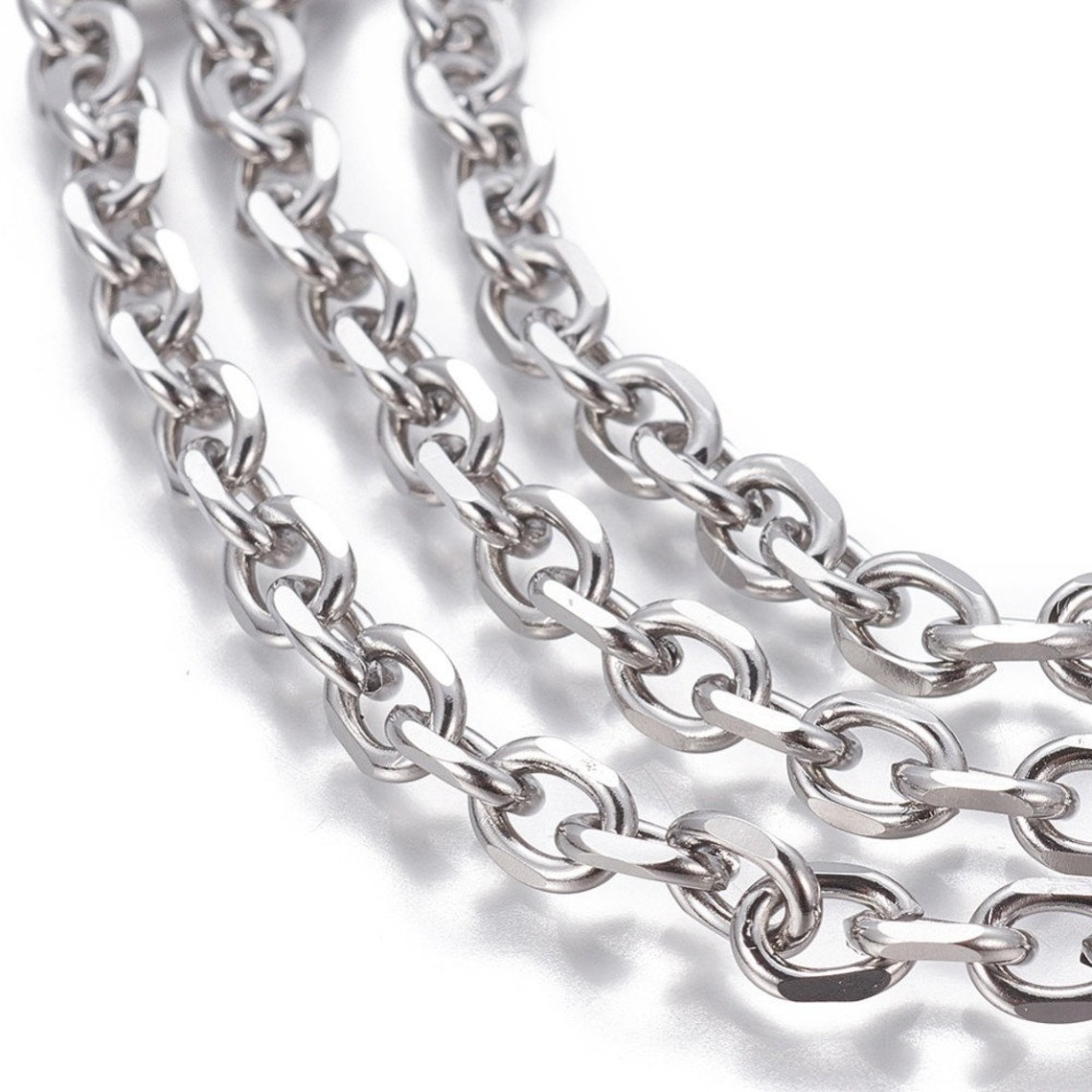Diamond Cut Cable Stainless Steel Chain Sold by the Foot - Etsy