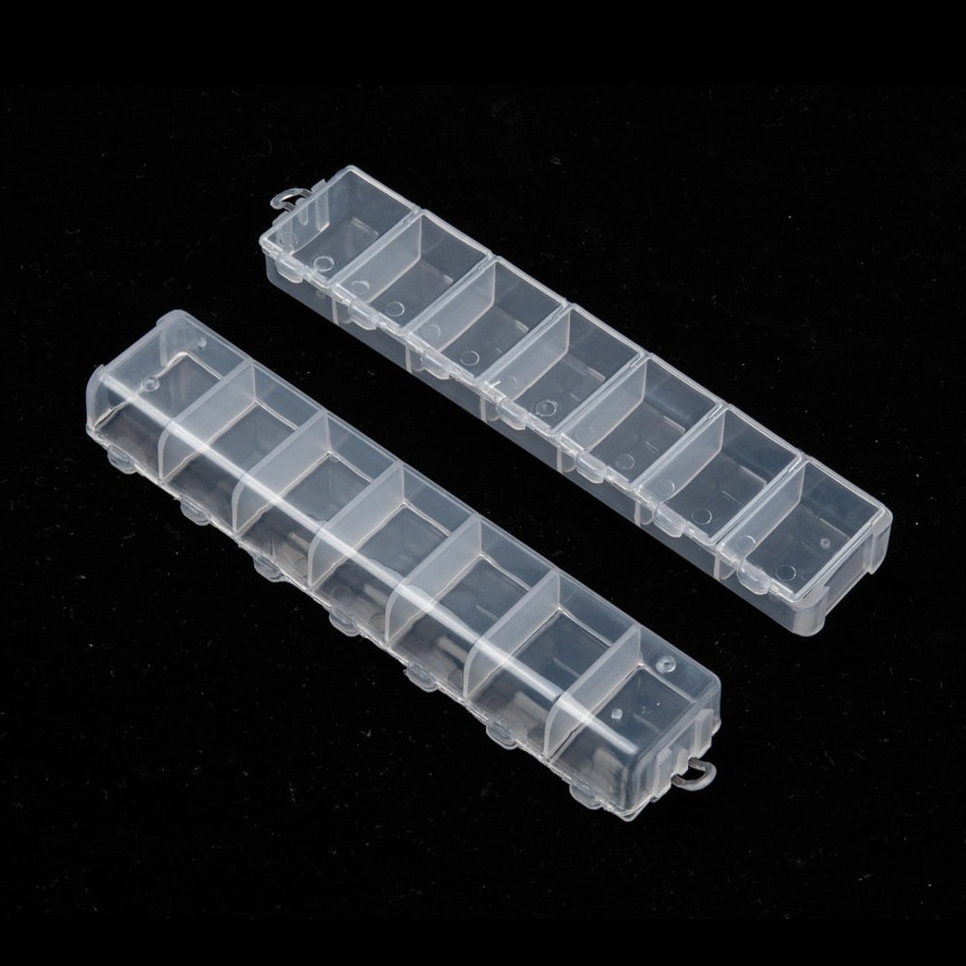 Clear Plastic Containers, 7 Compartment Flip Top Clear Box, Set of 2 ...