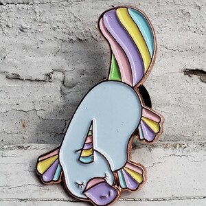 Platycorn (platypus Unicorn) Enamel Lapel Pin,rose Gold Hue,plastic ...