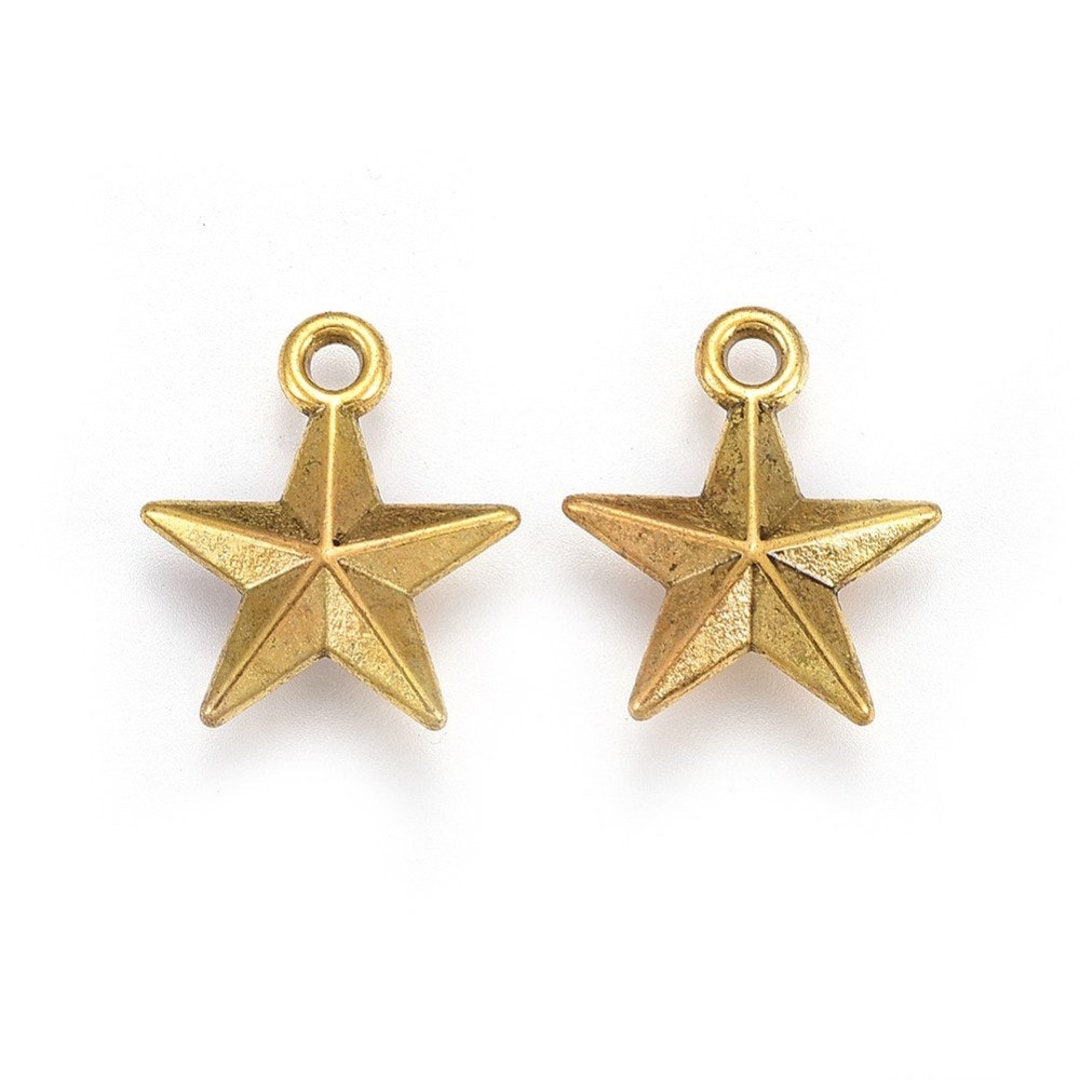 3D Star Charm Set of 10, 50 or 200, Lonestar, Moon and Stars Jewelry ...