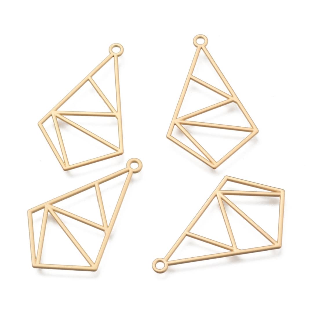 Golden Tone Kite Shaped Pendant Frame, Set of 10, Earring Pendant ...