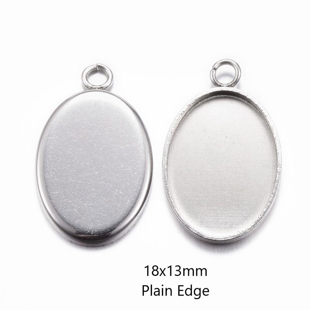Stainless Steel Oval Cabochon Tray, Set of 10, Findings, Fits 35x25 ...