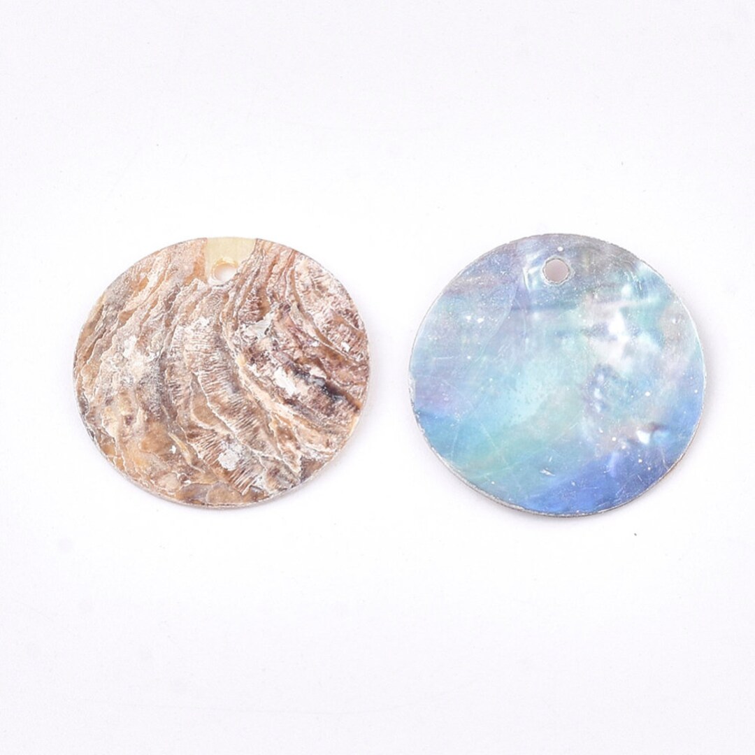 Natural Akoya Shell Round Top Drilled Pendant, 10 Pieces, 20mmx1mm ...