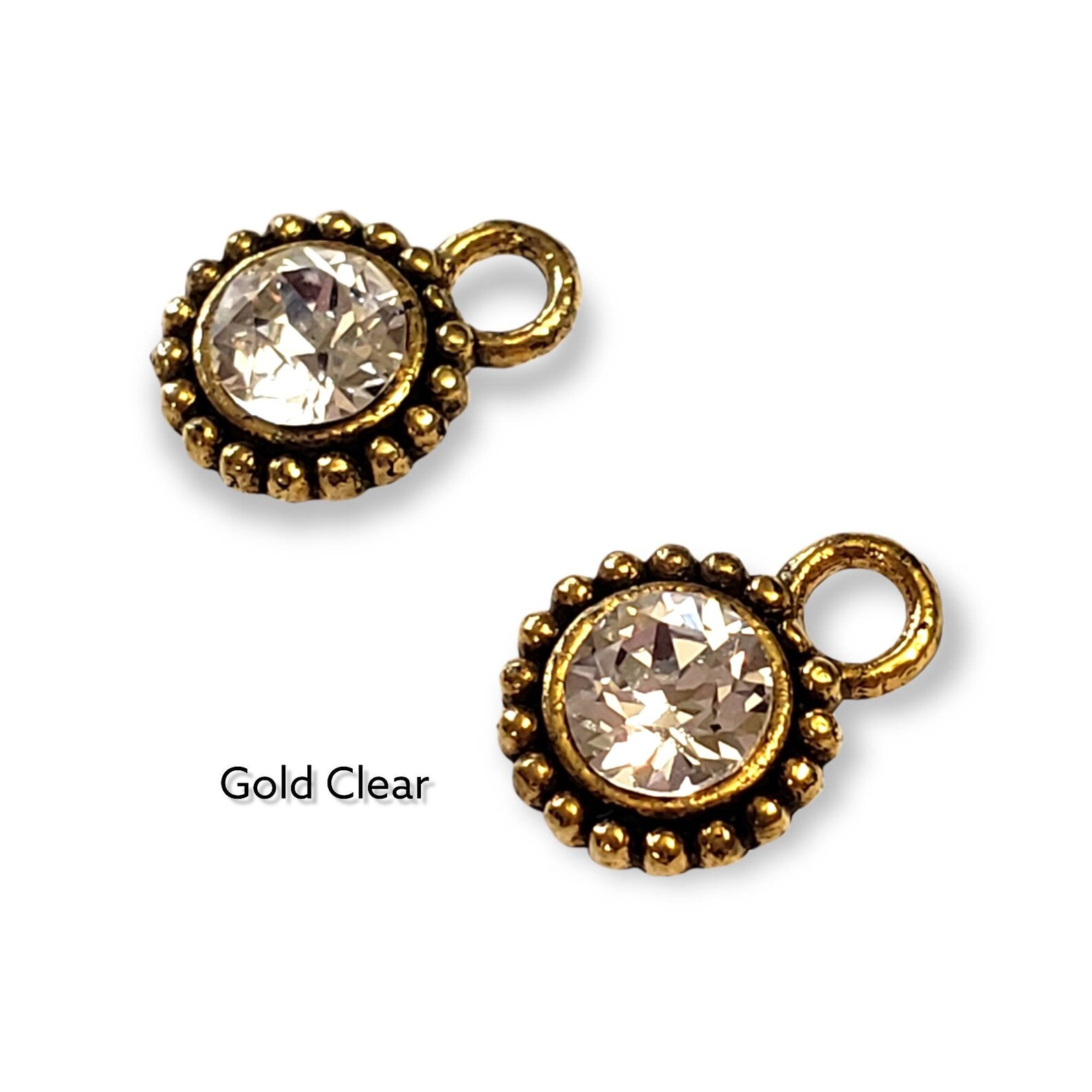 Glass Rhinestone Post Earring With Loop Findings 2 Pairs - Etsy