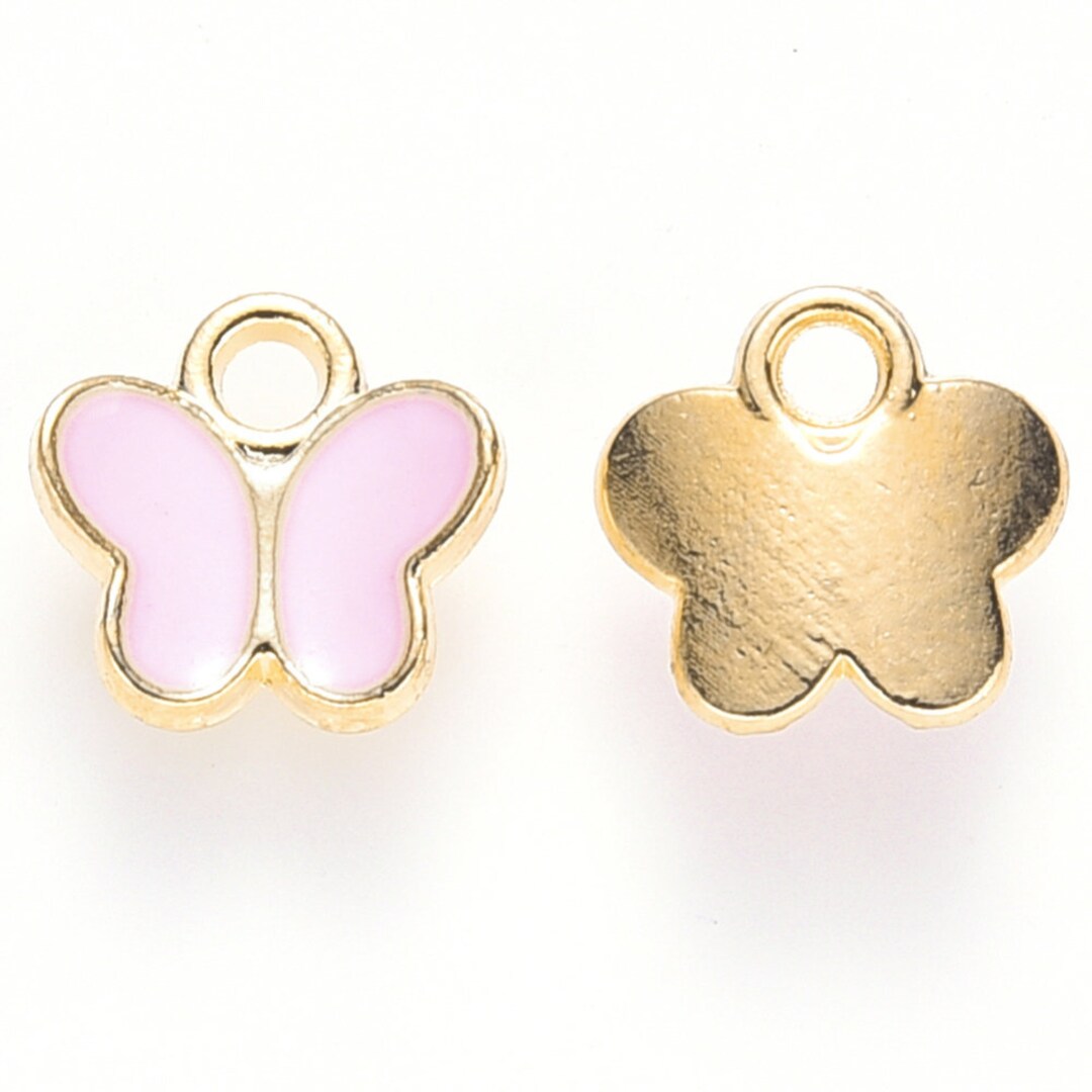 TINY Gold Tone Enamel Mini Butterfly Charm, Sold in Lots of 10, Bulk ...