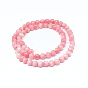 6mm Natural Shell Round Dyed Pink Strand 14.5" (about 62 Pieces), Hole ...