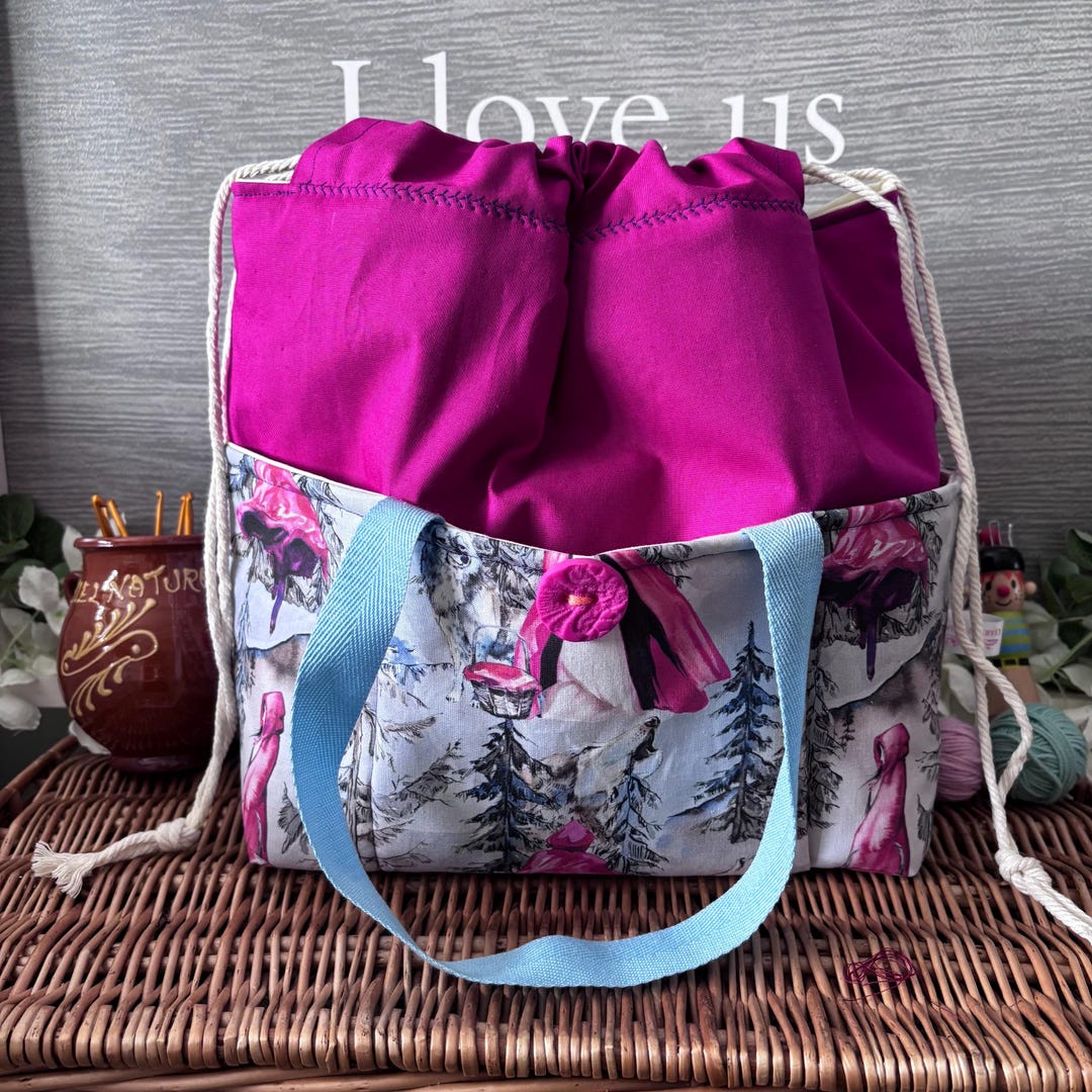 Large Gothic Project Bag: Knitting, Crochet, Drawstring, External ...