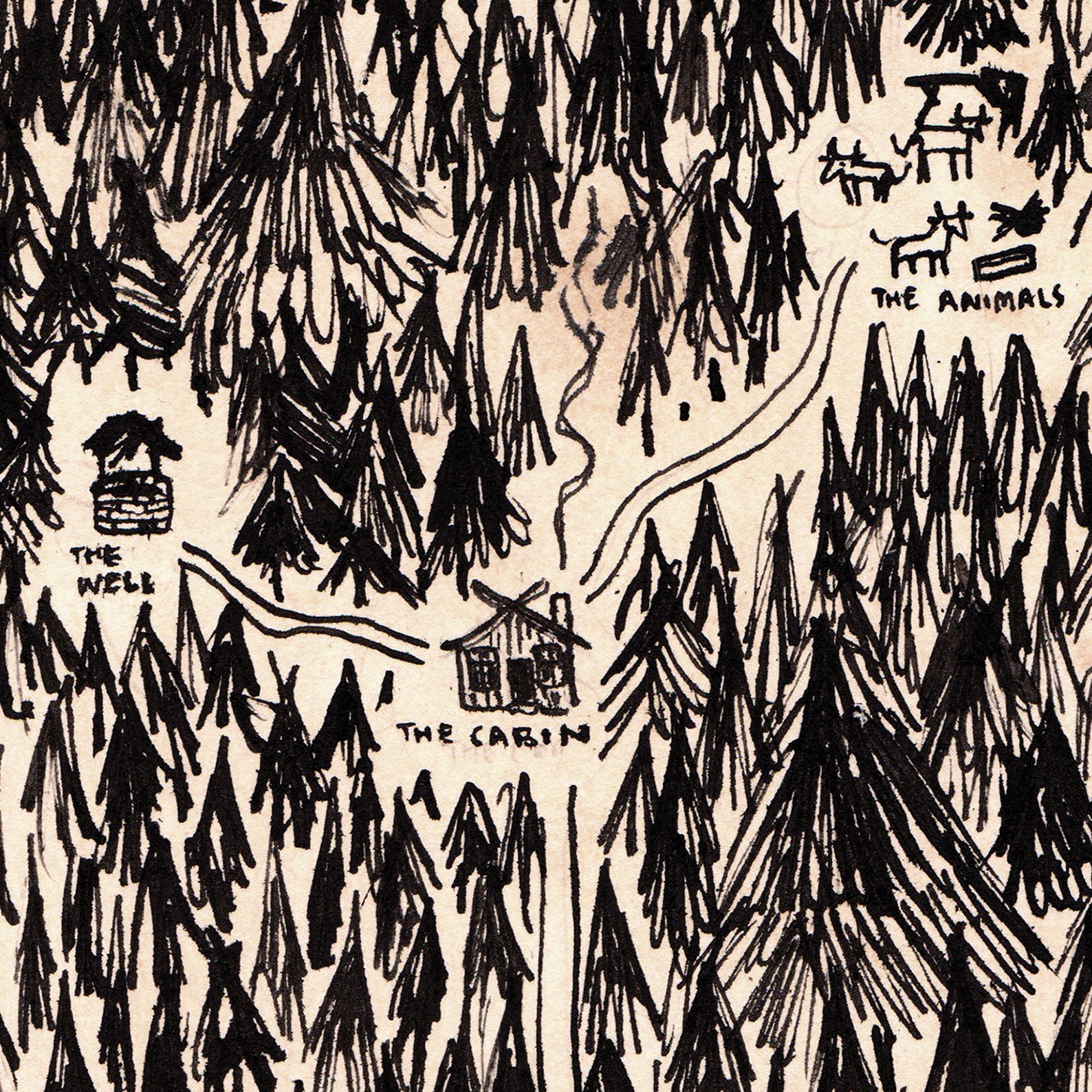 Map of the Woods Ink Drawing A5 Print - Etsy