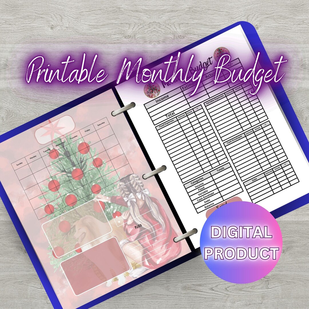 Printable Girl With Collie Monthly/paycheck Budget, Holiday Monthly ...