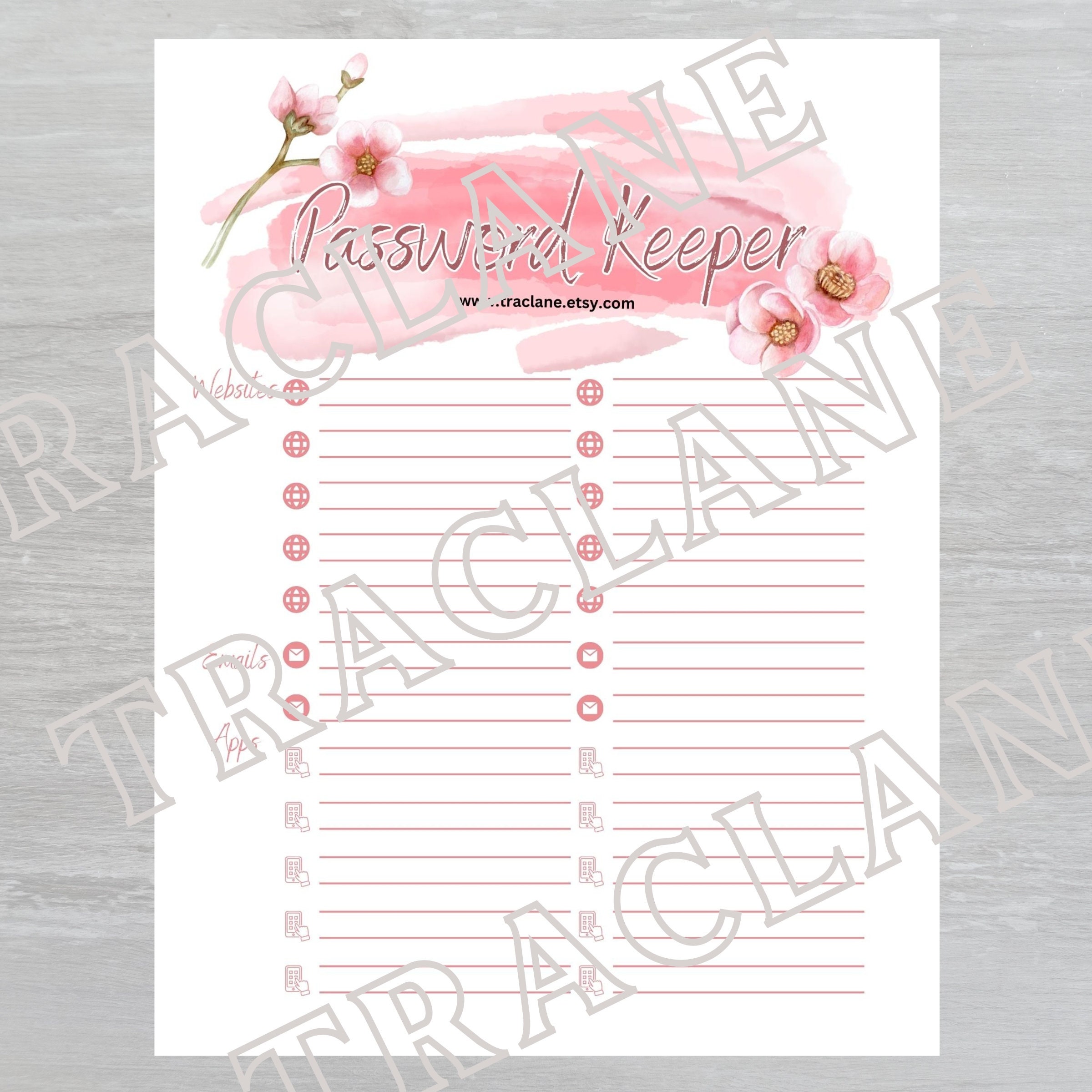 Printable Password Keeper, Log in Information Keeper, Website, App ...