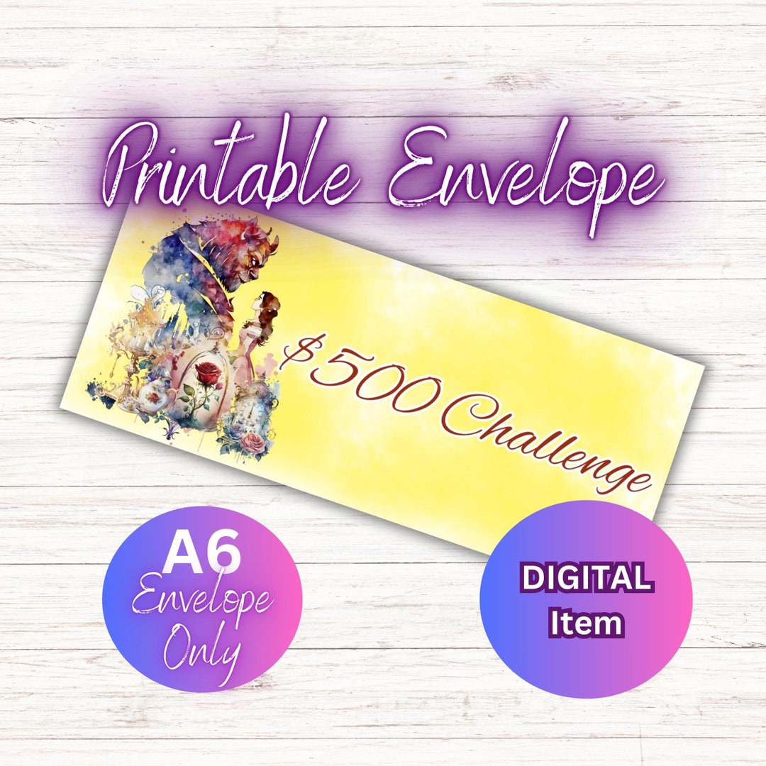 Printable 500 Dollar Savings Challenge Envelope ONLY, 5 Dollar ...