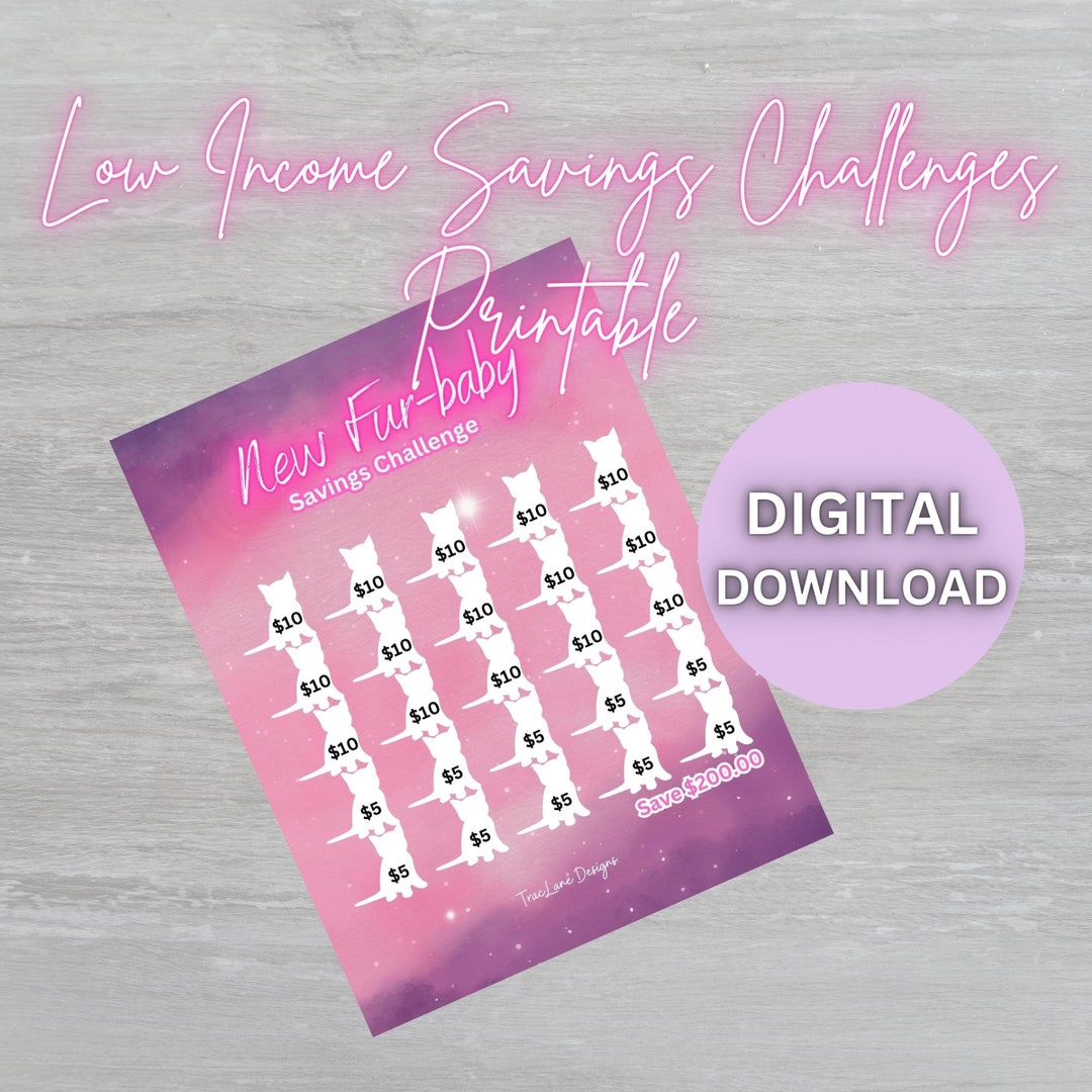 Printable Low Income Savings Challenges , Savings Challenge, Printable ...