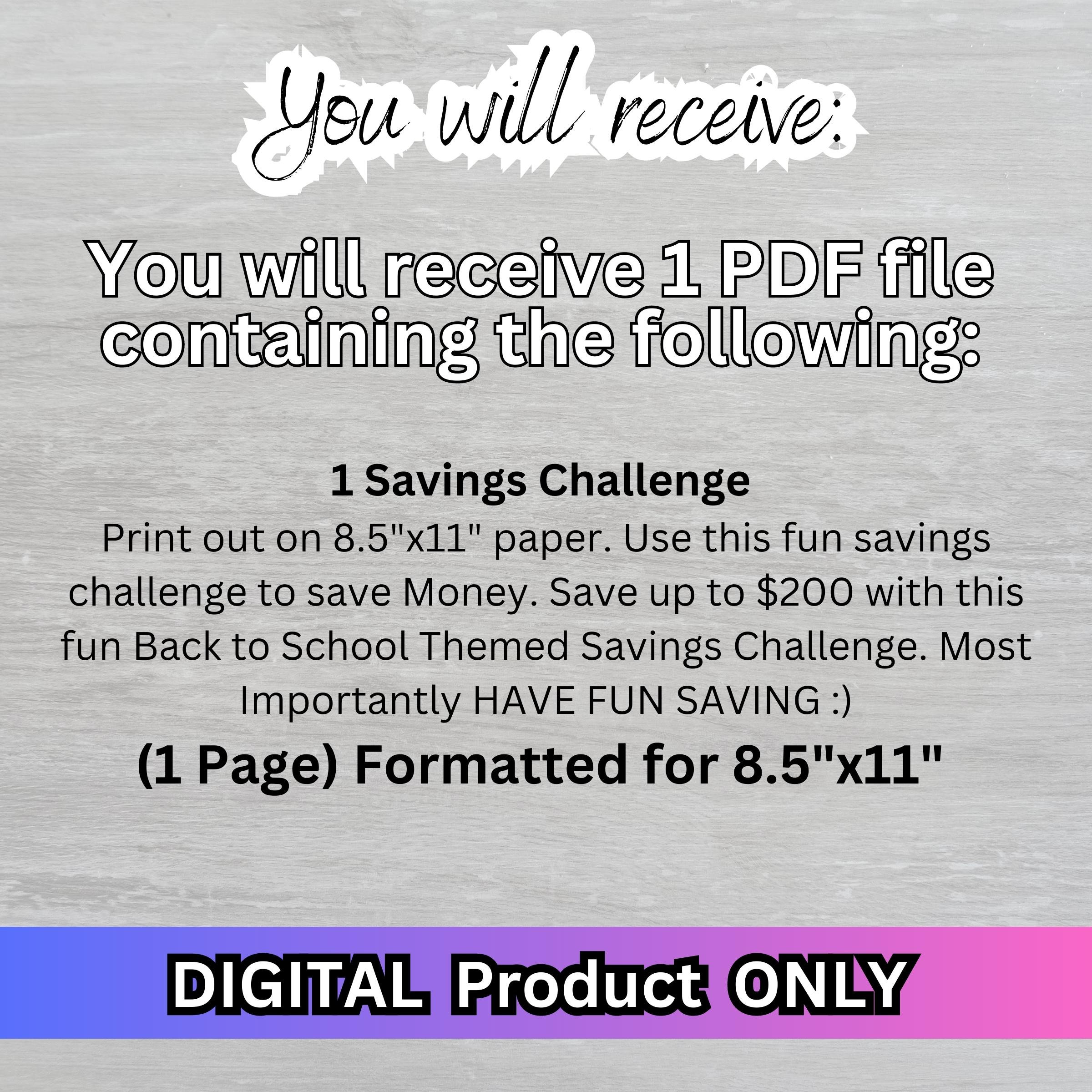 Printable Back to School Savings Challenge Game, Low Income, Printable ...