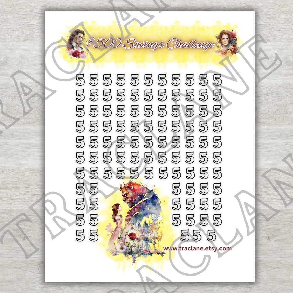 Printable Low Income Beauty and the Beast 5 Savings Challenge, Bell 500 ...