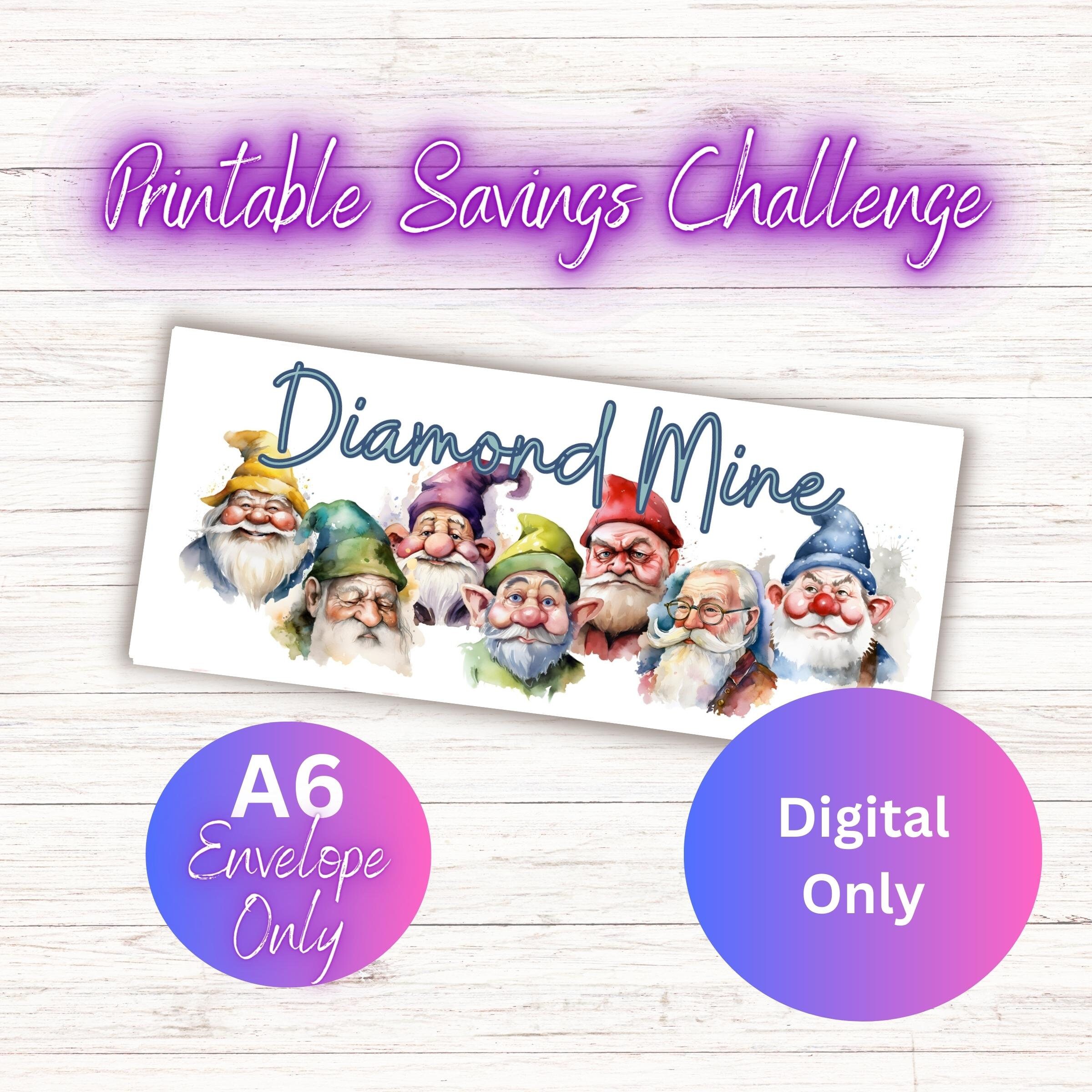 Printable Savings Challenge Envelope ONLY, Diamond Mine, Cash Envelope ...