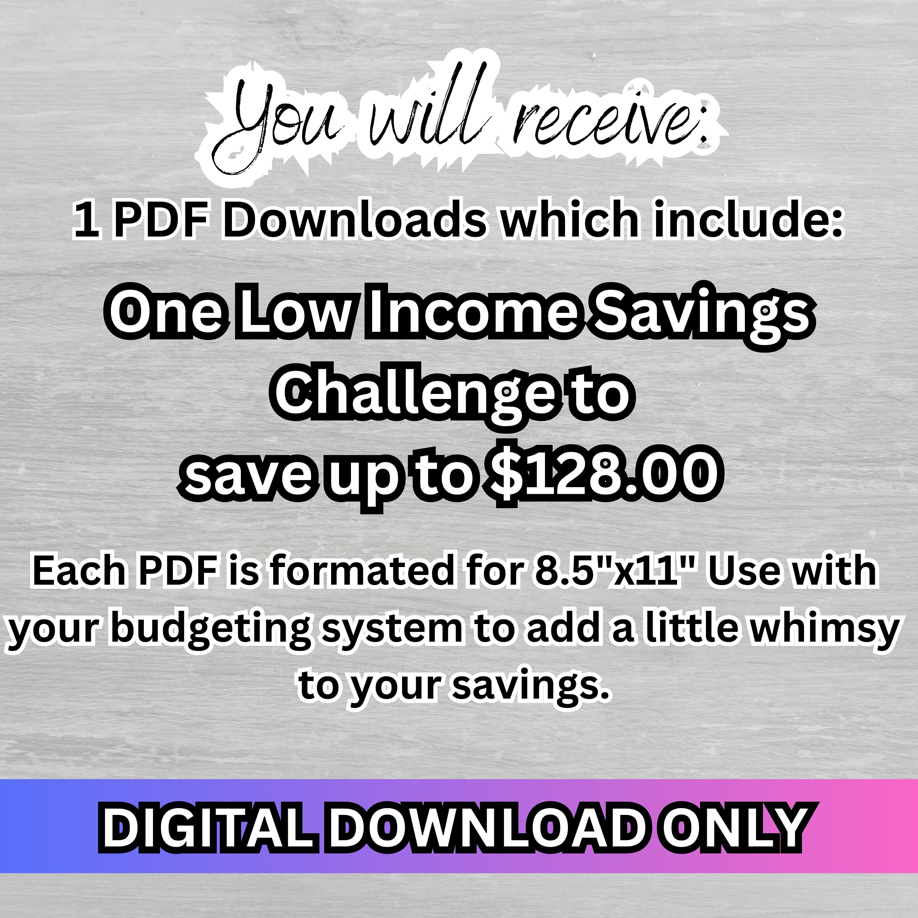 Printable Low Income Savings Challenge, Savings Challenge, Printable ...