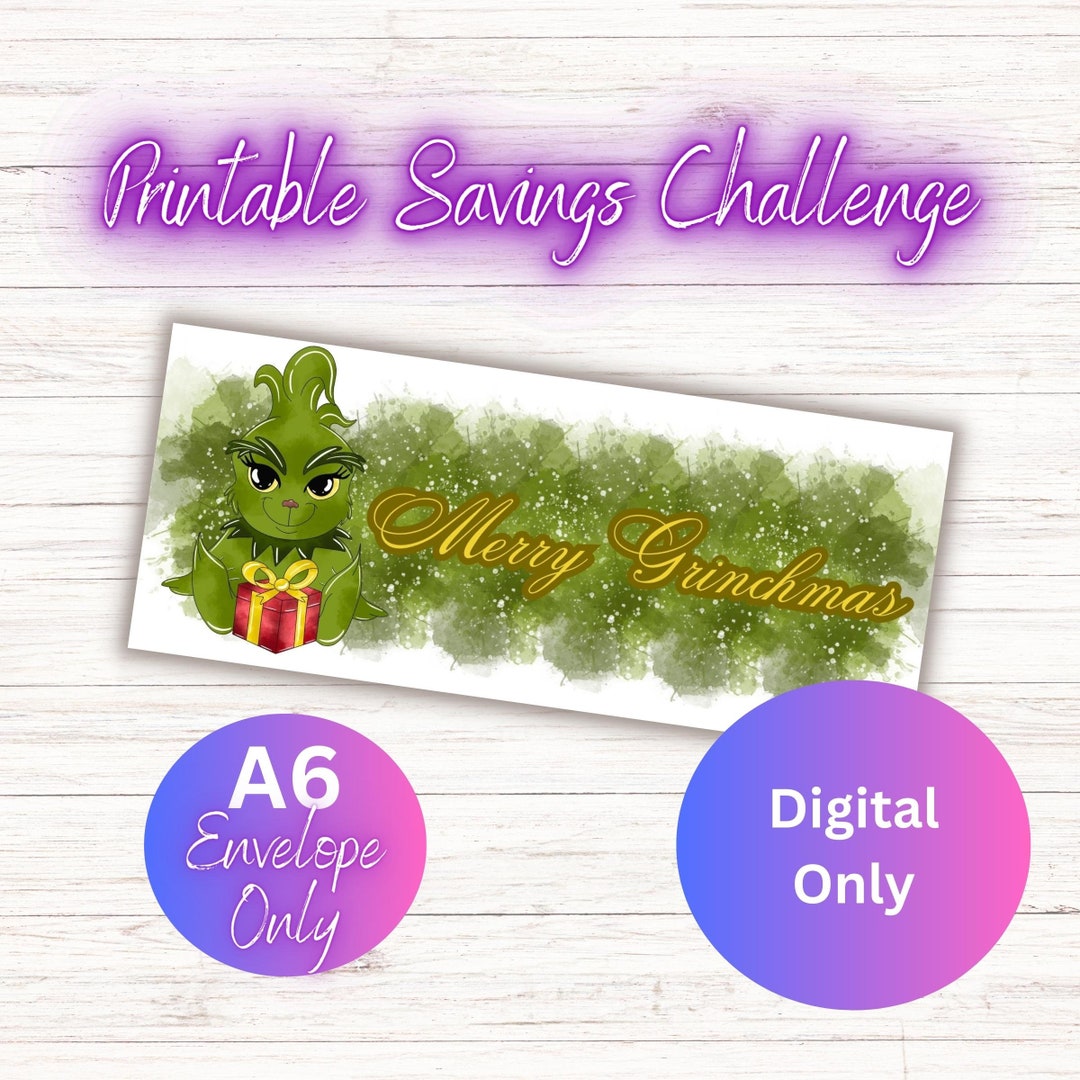 Printable Savings Challenge Envelope ONLY, Merry Grinchmas Savings ...