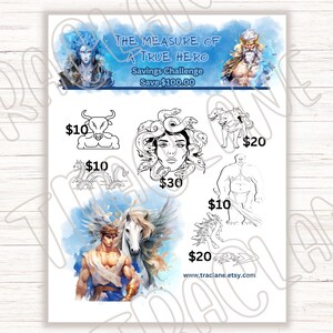 Printable Low Income Hercules Savings Challenge Game, Greek Mythology ...