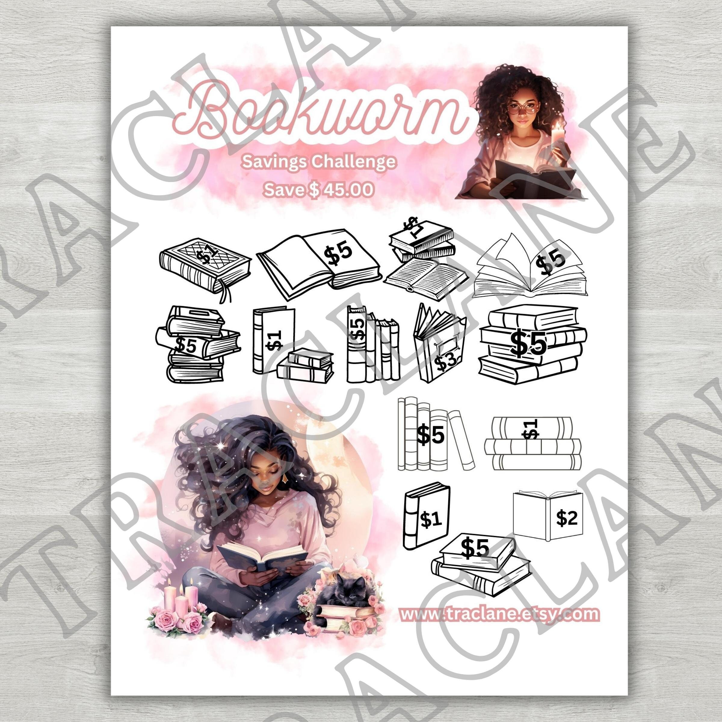 Printable Low Income Bookworm 2 Savings Challenge, Book Savings ...