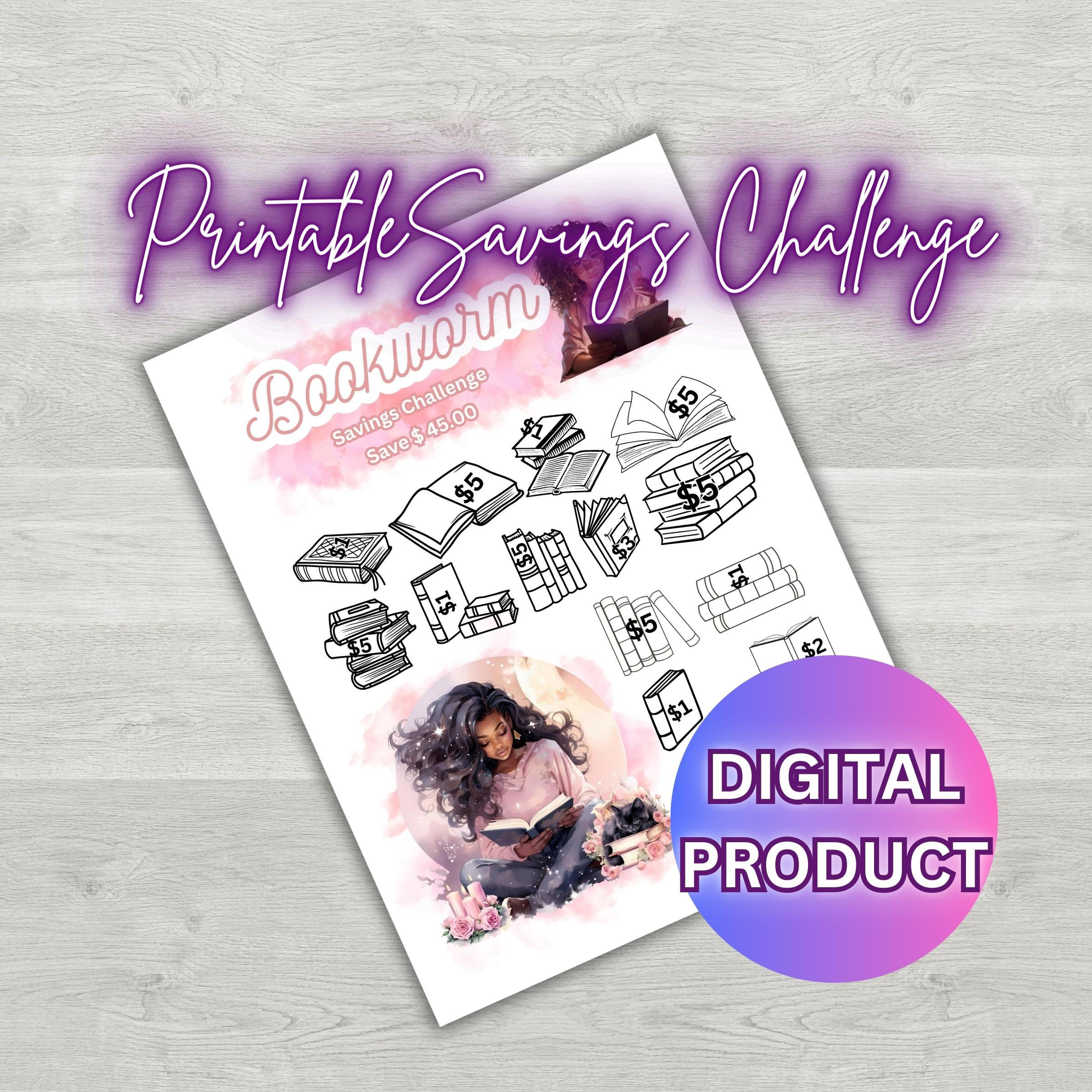 Printable Low Income Bookworm 2 Savings Challenge, Book Savings ...
