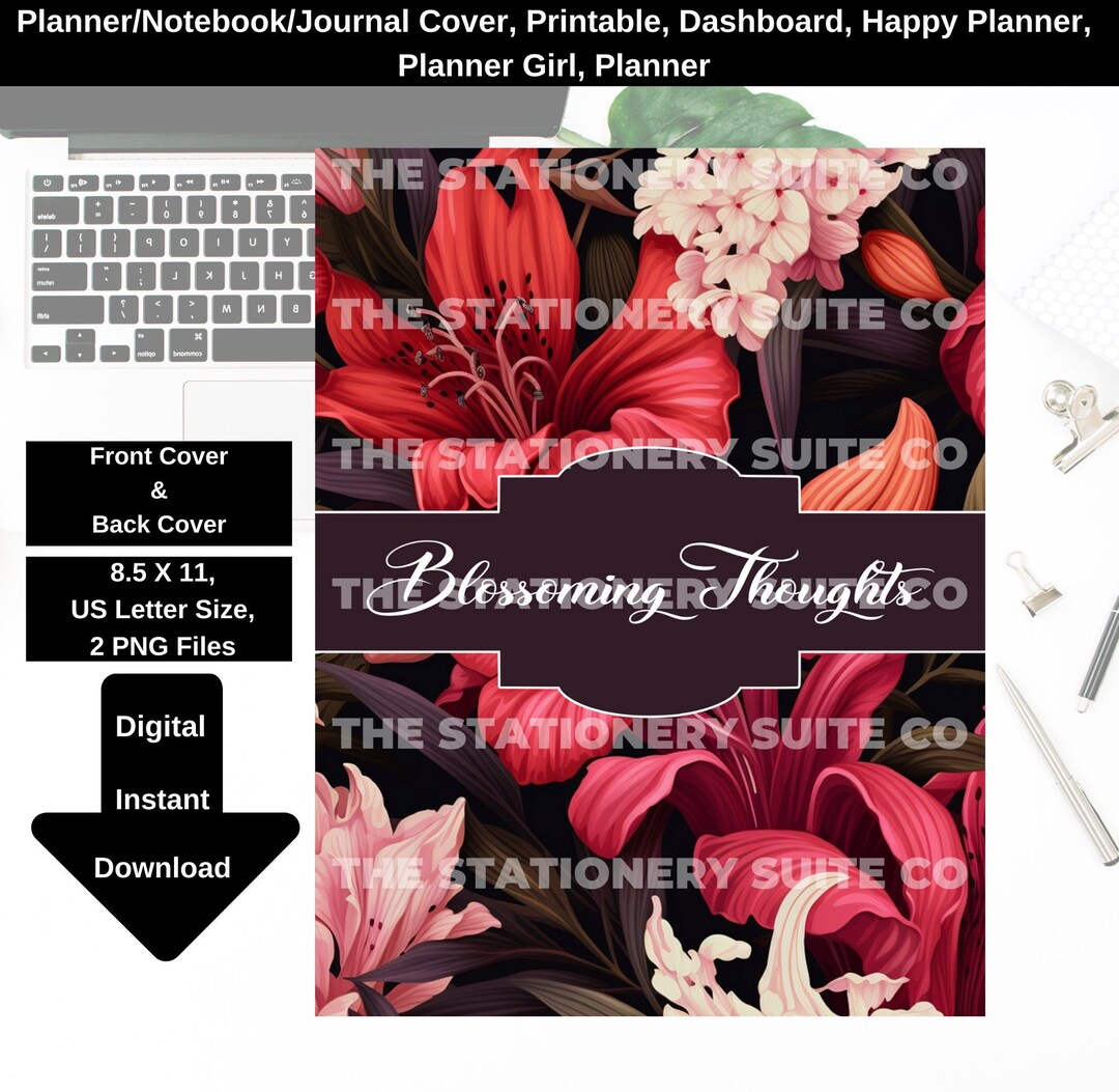 Floral Planner Cover, Planner Cover, Floral Cover, Printable, Dashboard ...