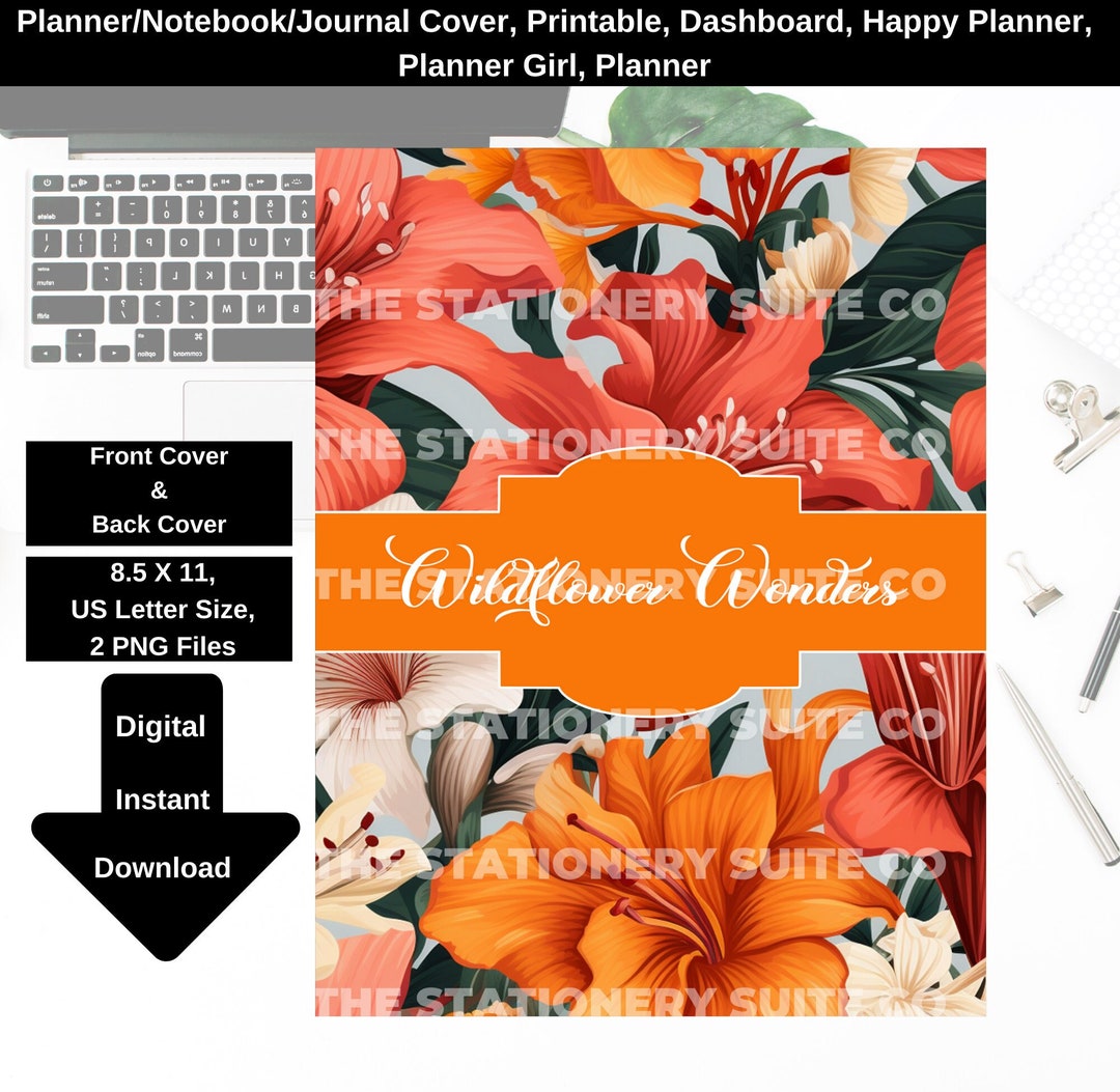 Floral Planner Cover, Planner Cover, Floral Cover, Printable, Dashboard ...