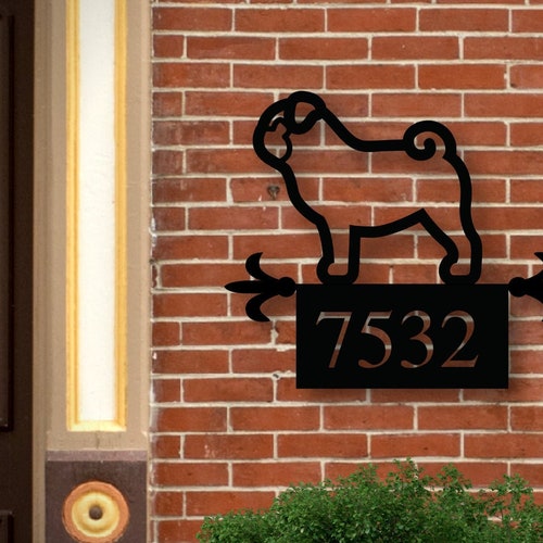 Custom Dog Address Sign Metal Pug Sign Custom Metal Address - Etsy