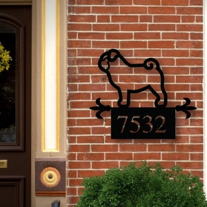 Custom Dog Address Sign, Metal Pug Sign, Custom Metal Address Sign ...