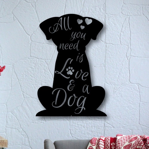 Metal Dog Love Sign Dog Lovers Metal Wall Art Metal Dog Home - Etsy