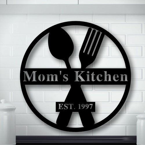 Custom Metal Sign for Kitchen Mom's Kitchen Metal Sign - Etsy