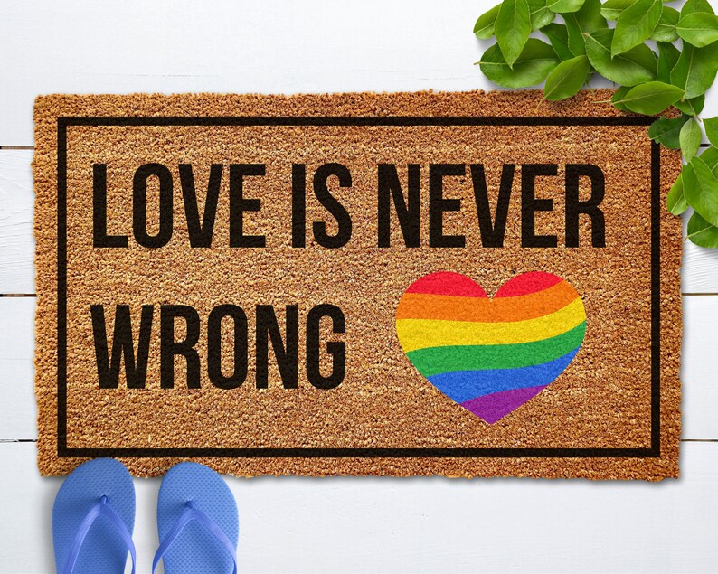 LGBTQ Welcome Mat LGBTQ Doormat Housewarming Gift Love is - Etsy