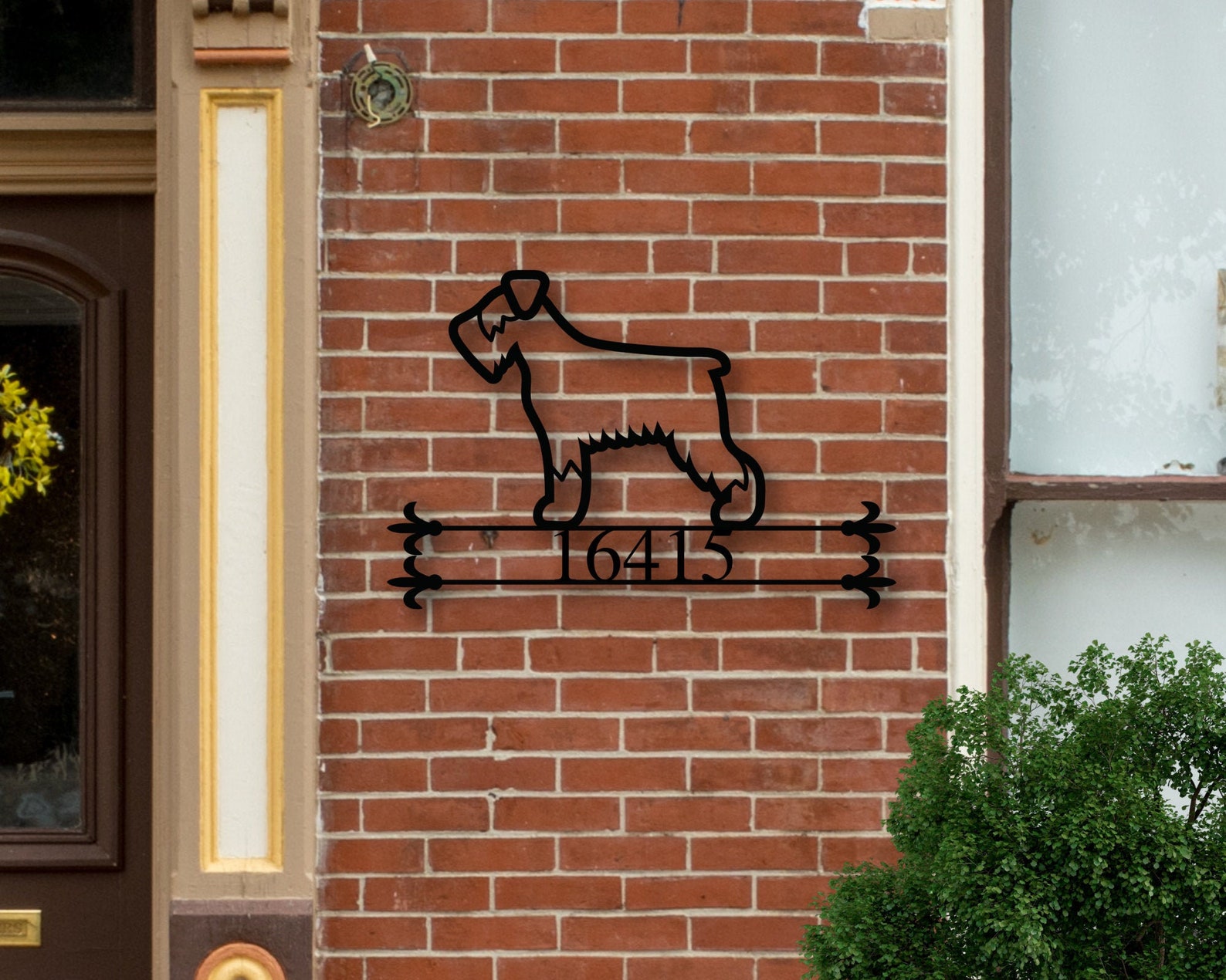Personalized Metal Dog Sign, Metal House Number Dog Sign, Front Porch ...