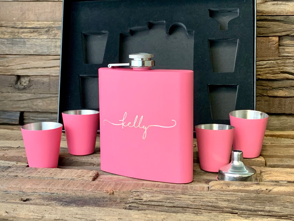 Personalized Flask for Women Flask Set Bridesmaid Flask | Etsy
