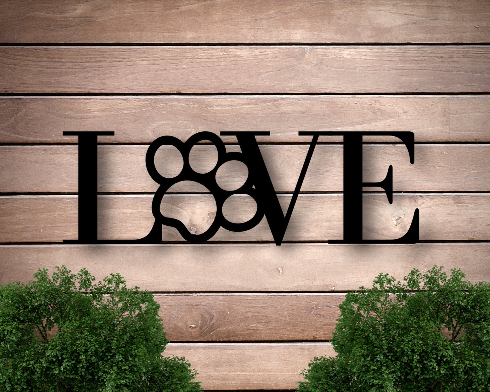 Metal Dog Paw Print Love Sign, Dog Lovers Metal Paw Print Wall Art ...