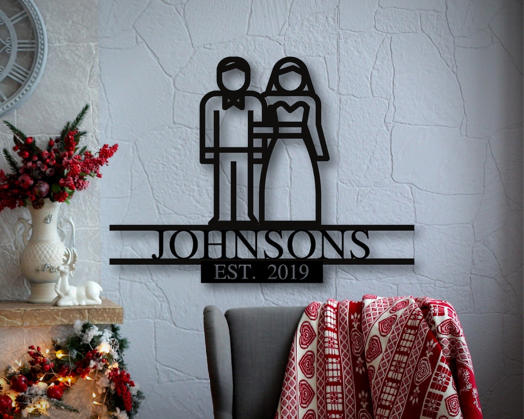 Personalized Metal Wedding Sign, Custom Front Porch Wedding Sign ...