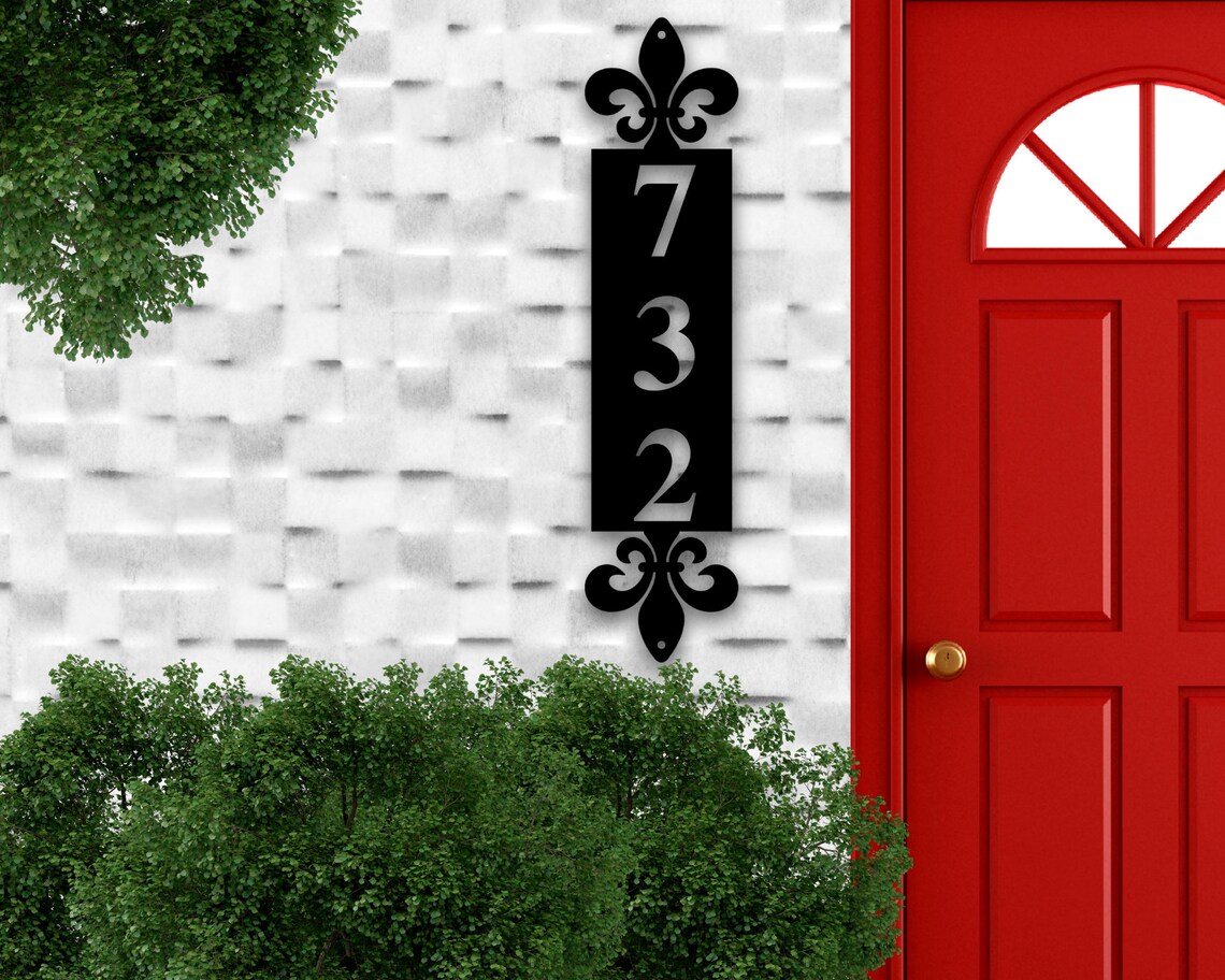 Vertical Metal Address Sign Address Number Plaque House | Etsy