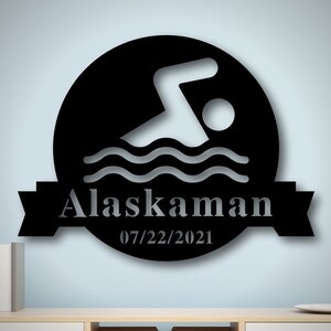 Personalized Metal Swimming Sign, Family Name Metal Sign, Welcome Sign ...